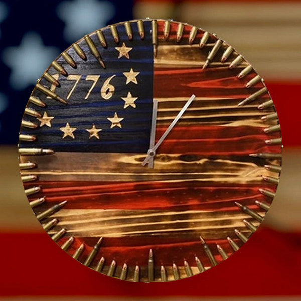 Handmade Patriotic Flag Bullet Clock - Aurablank